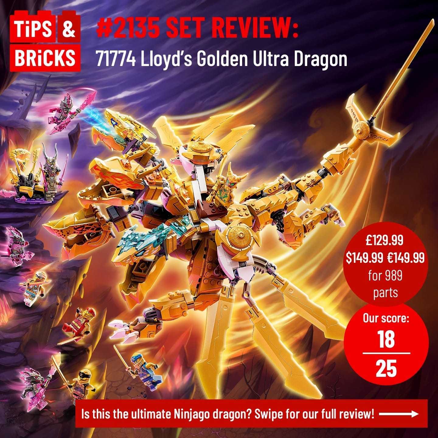 #2135 SET REVIEW: 71774 Lloyd's Golden Ultra Dragon - Tips&Bricks