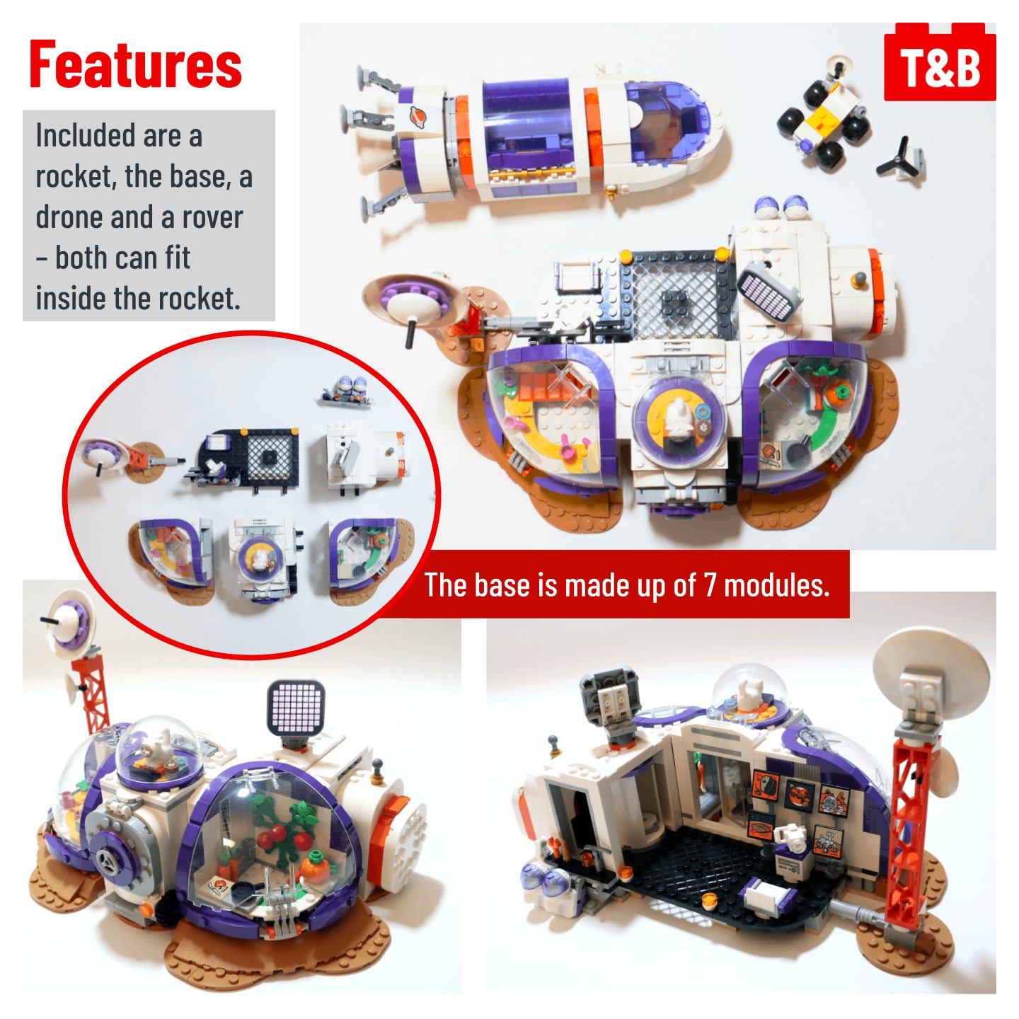 #2285 SET REVIEW: 42605 Mars Space Base and Rocket - Tips&Bricks