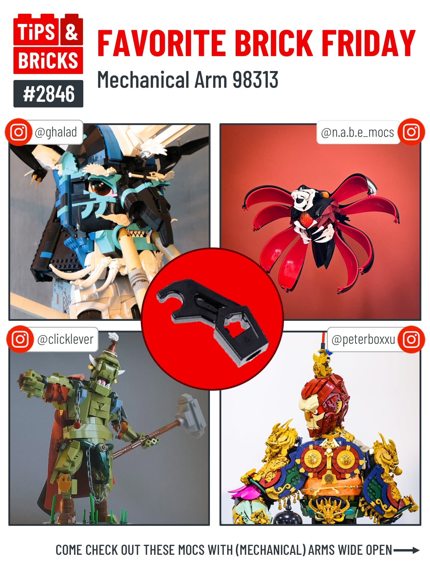 #2846 FAVORITE BRICK FRIDAY: 98313 Mechanical Arm - Tips&Bricks