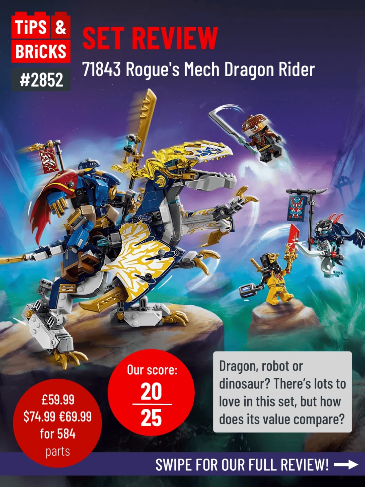 #2852 SET REVIEW: 71843 Rogue's Mech Dragon Rider - Tips&Bricks