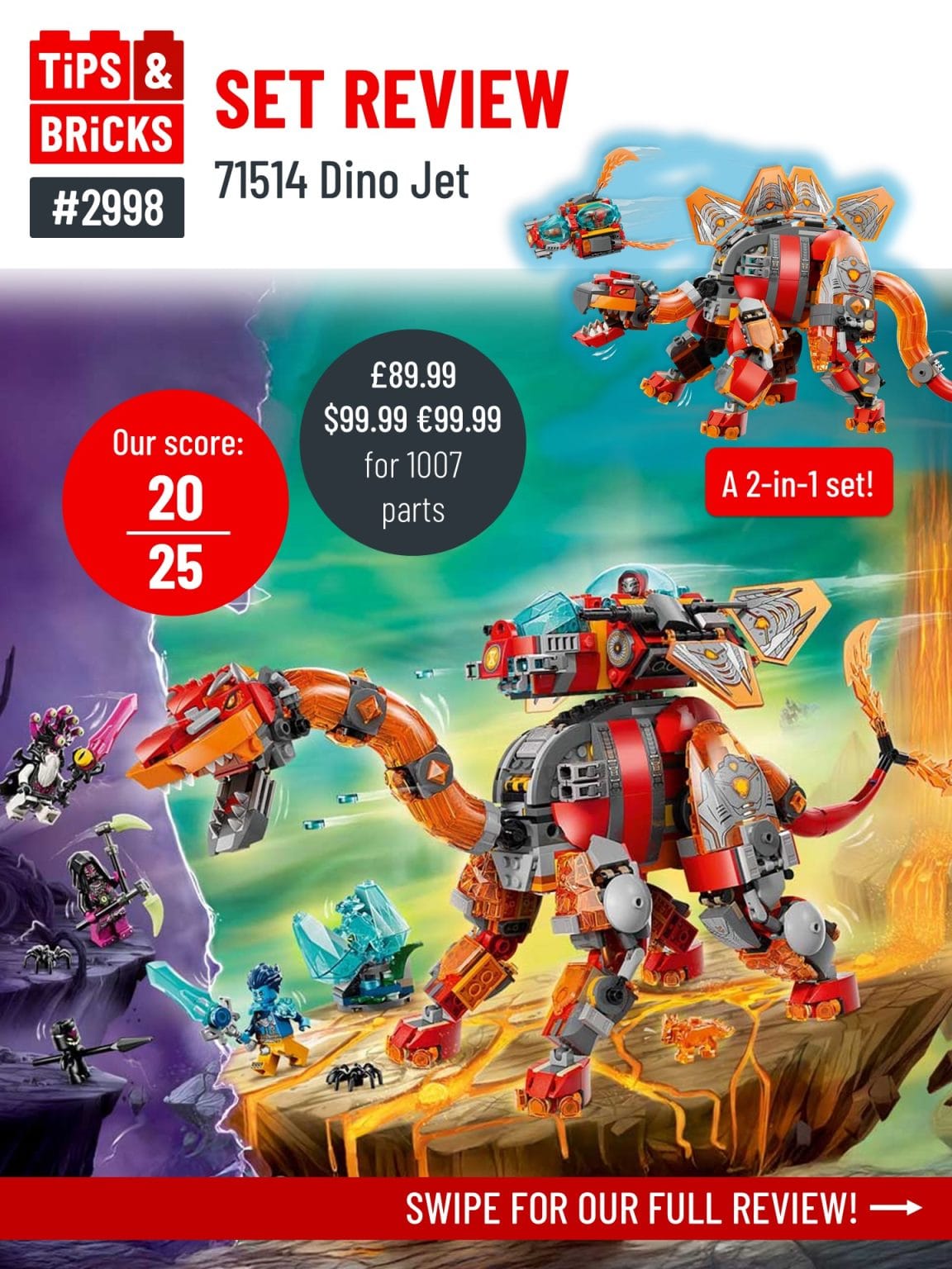 #2998 SET REVIEW: 71514 Dino Jet - Tips&Bricks
